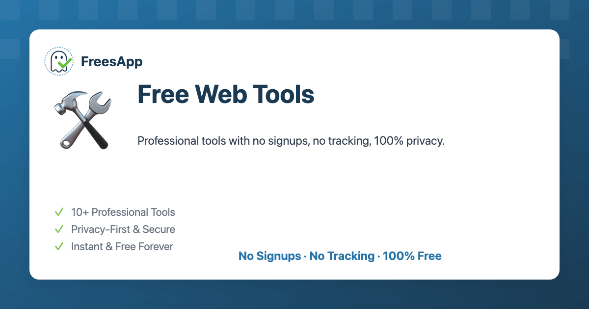 Free Web Tools - No Signup, No Tracking | QR, PDF, Image, JSON Tools