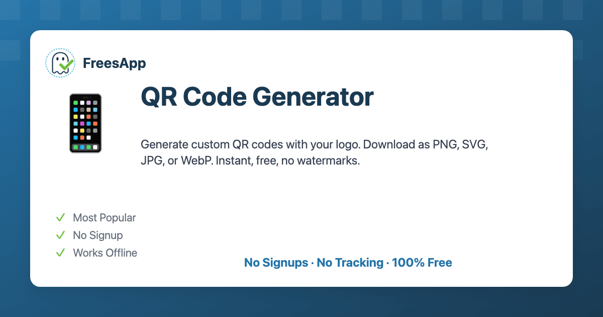 QR Code Generator - Free with Logo | PNG, SVG, WebP, JPG Download